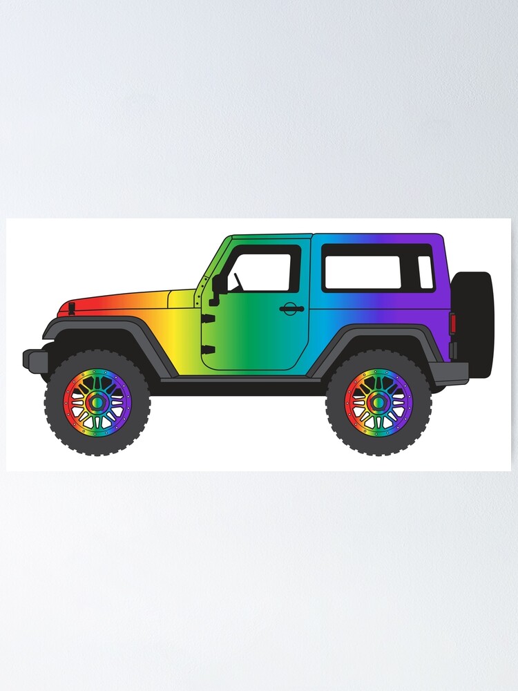 "Jeep - Rainbow Pride Paint" Poster for Sale by BlueSkyTheory | Redbubble