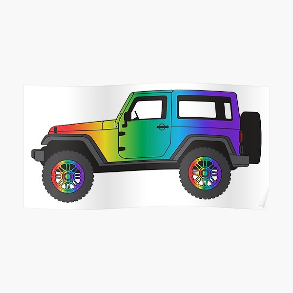 "Jeep - Rainbow Pride Paint" Poster for Sale by BlueSkyTheory | Redbubble
