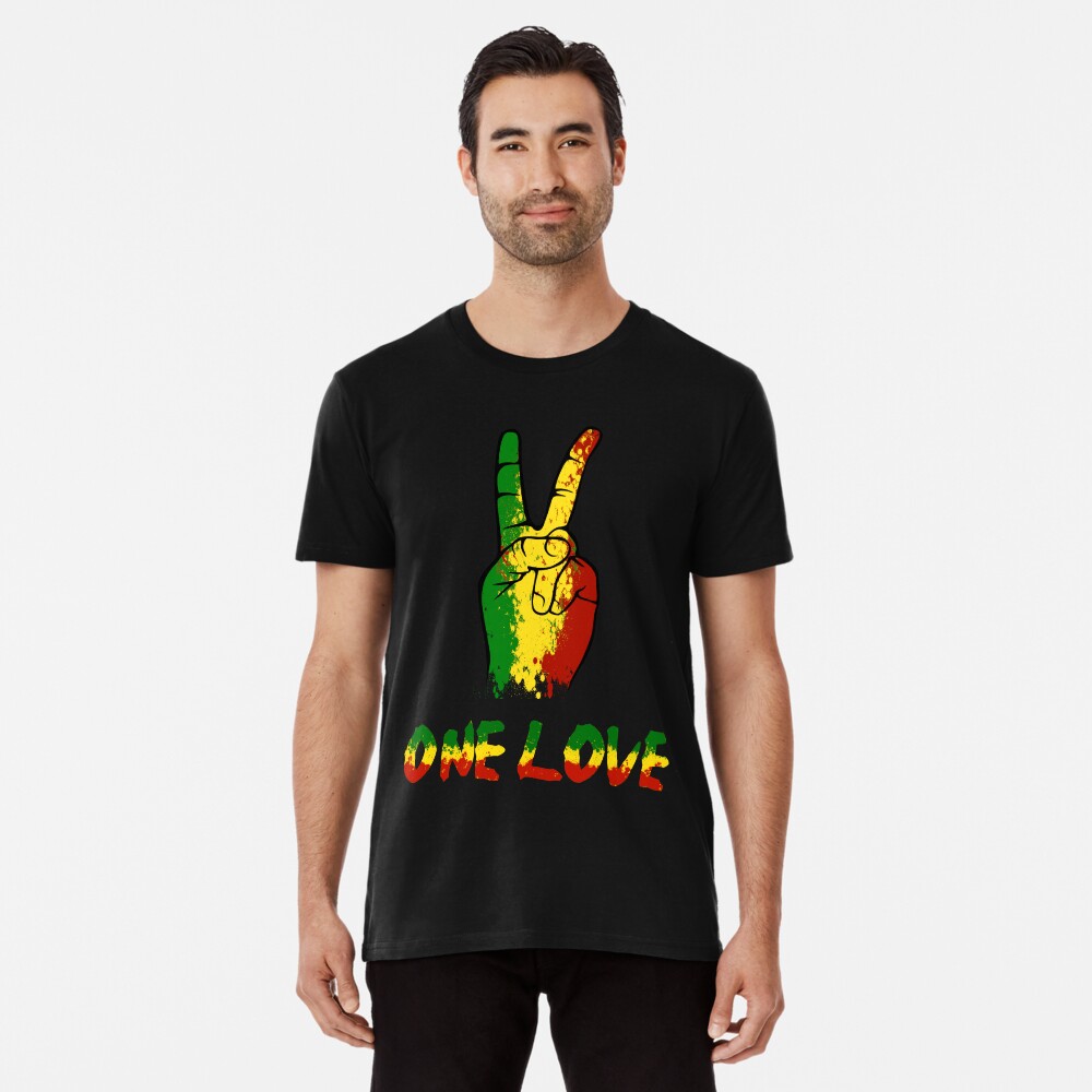 "One Love Rasta Reggae Peace Sign Rastafarian Jamaica Art" Sticker for ...