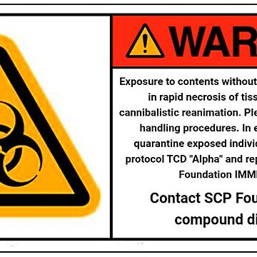"SCP Foundation warning" Sticker for Sale by The-Dullahan | Redbubble