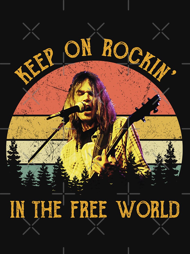 "Vintage Retro Young Keep On Rockin' In The Free World" T-shirt for ...