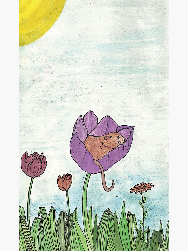 "Field mouse in a tulip" Sticker for Sale by May102 | Redbubble