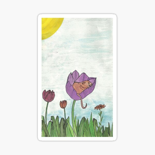 "Field mouse in a tulip" Sticker for Sale by May102 | Redbubble