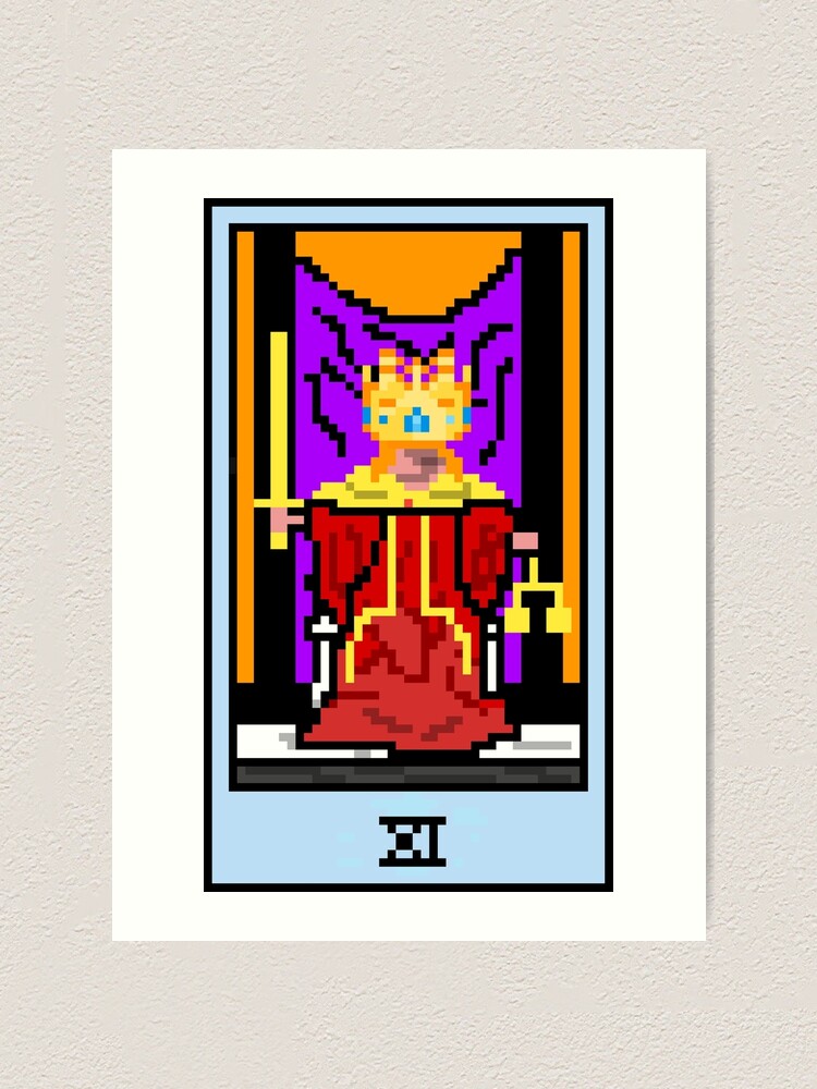 "Wait, is this pixel art tarot? Green - Major Arcana 'Justice' (Design for T-shirt, stickers and ...