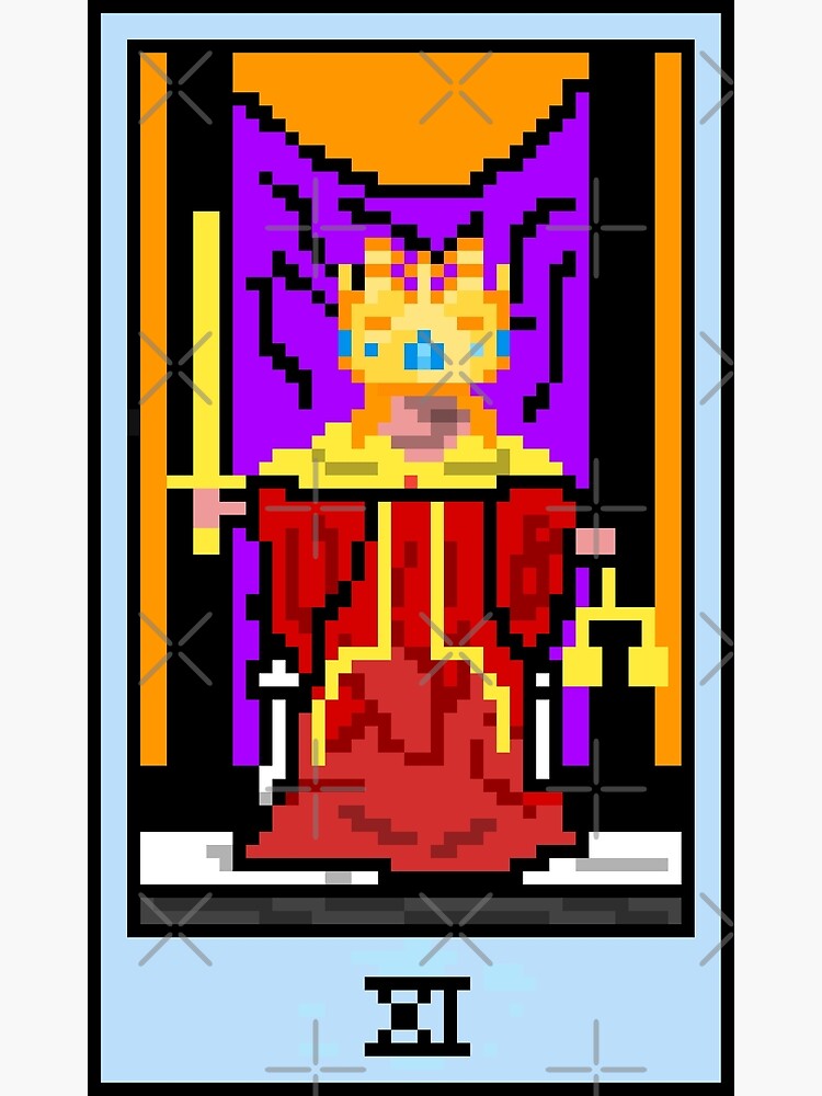 "Wait, is this pixel art tarot? Green - Major Arcana 'Justice' (Design for T-shirt, stickers and ...