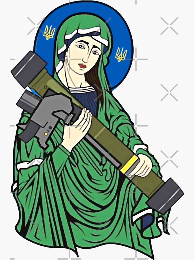 "Saint Javelin protector of Ukraine" Sticker by all-heros | Redbubble