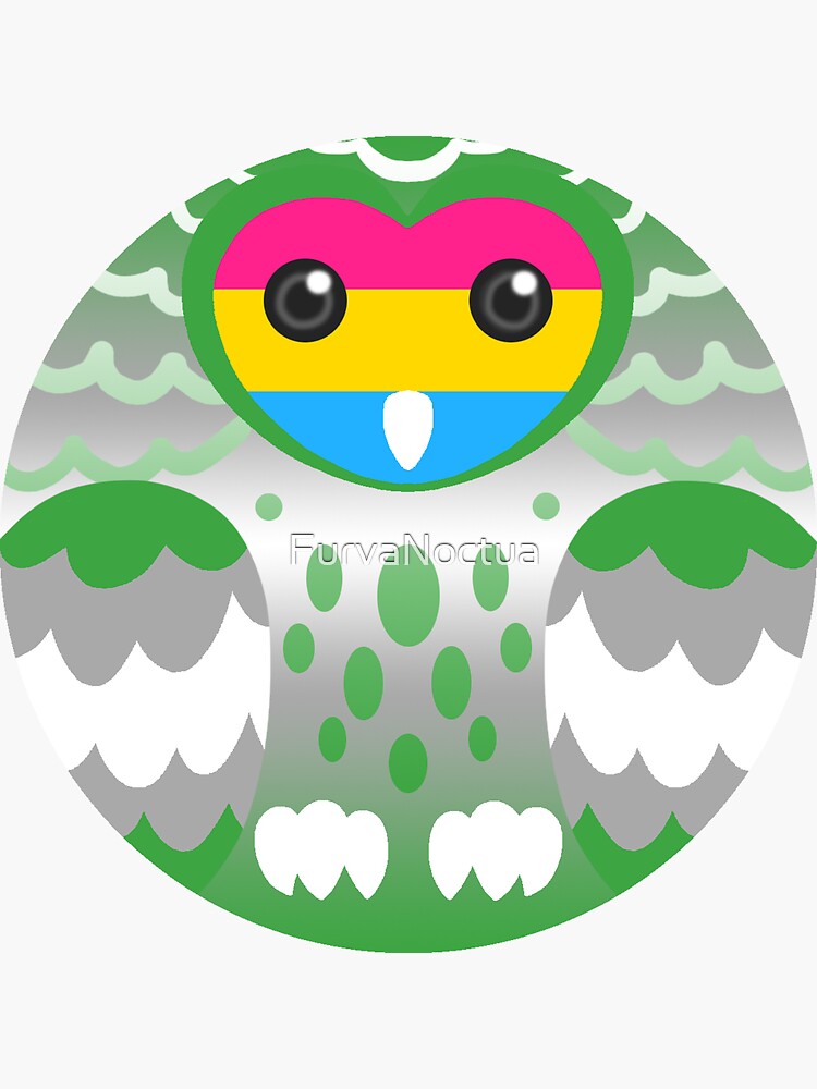 "Grey Aromantic Pan Pride Owl" Sticker by FurvaNoctua | Redbubble