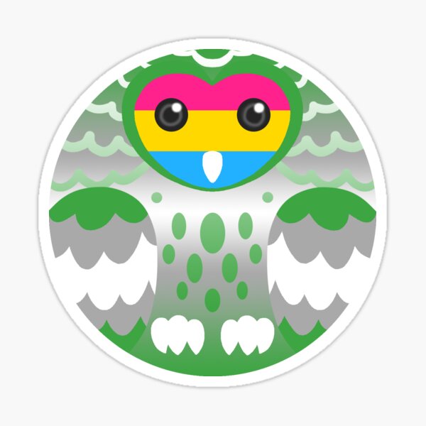 "Grey Aromantic Pan Pride Owl" Sticker by FurvaNoctua | Redbubble