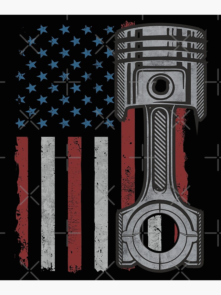 "Piston American Flag Car Enthusiast US Mechanic Gift " Poster for Sale ...