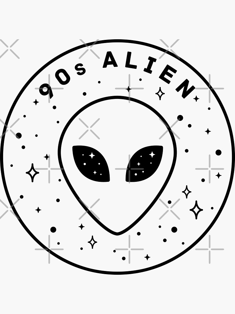 "90s Alien Emblem - White" Sticker for Sale by 90sAlien | Redbubble
