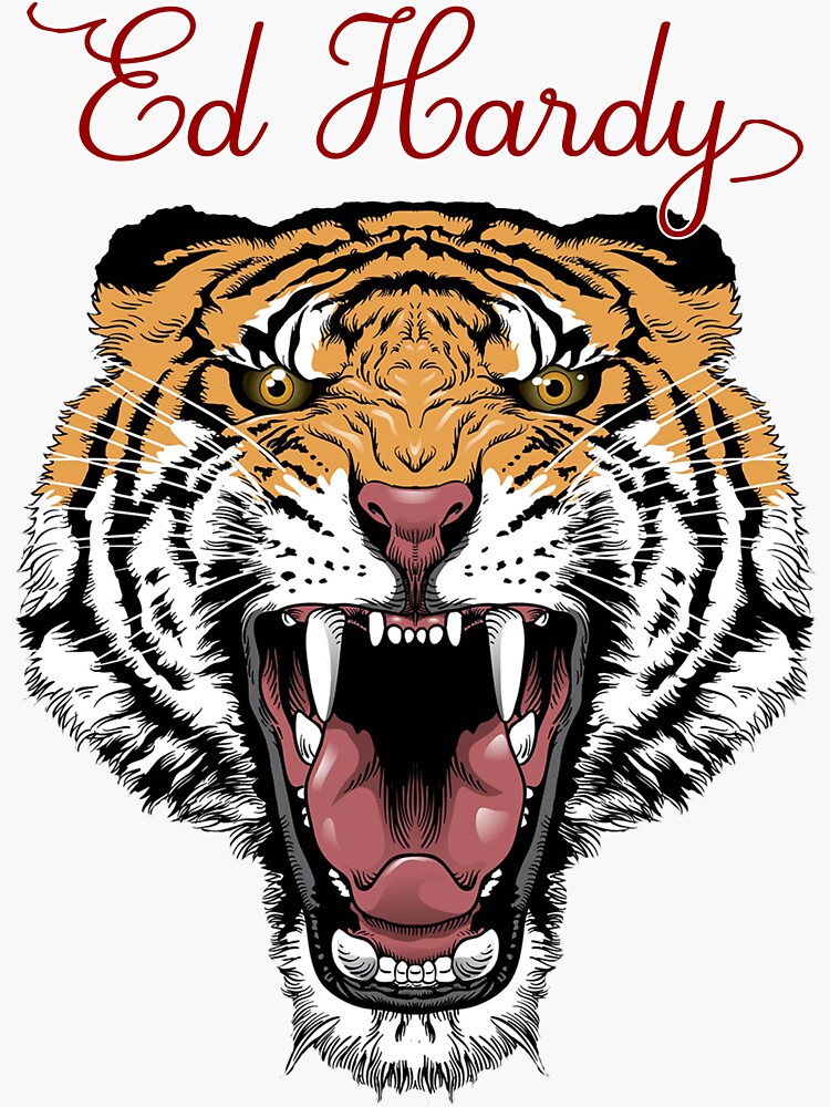 "Ed Hardy Classic Tiger Rhinestone" Sticker by AnikSRC | Redbubble