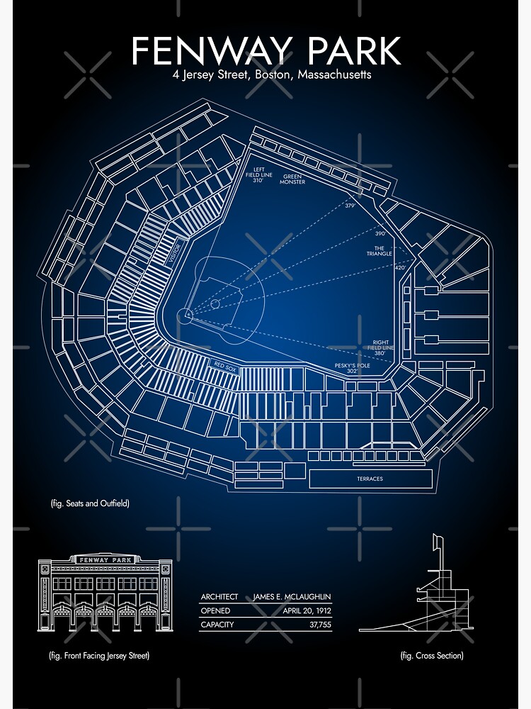 "Fenway Park (Vertical - White Stencil - No Background)" Sticker for ...