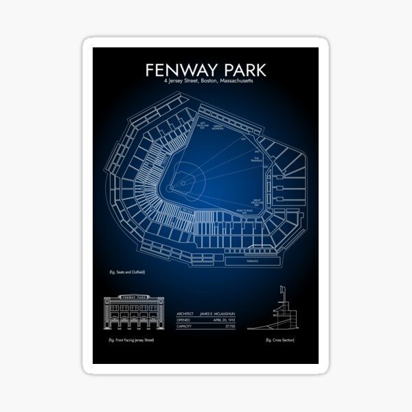 "Fenway Park (Vertical - White Stencil - No Background)" Sticker for ...
