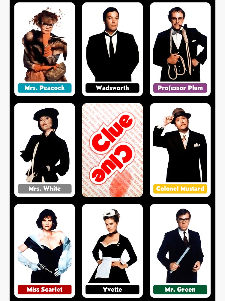 "Clue (1985) - Suspect Cards " Sticker by Kenneass | Redbubble