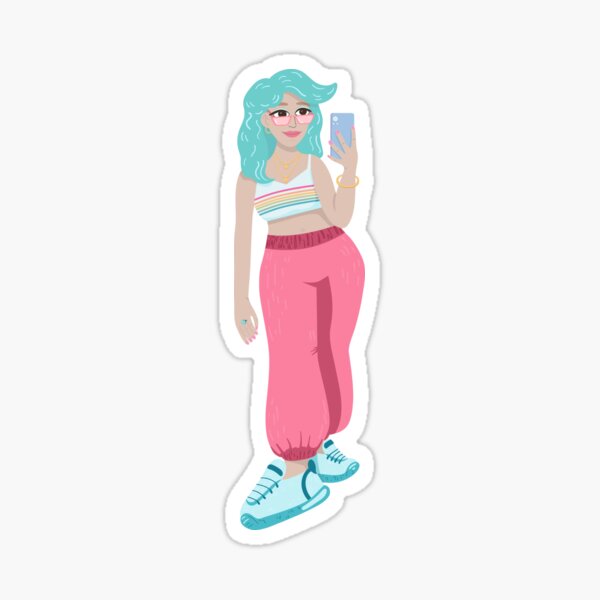 "A girl with blue hair." Sticker by zinziberart | Redbubble