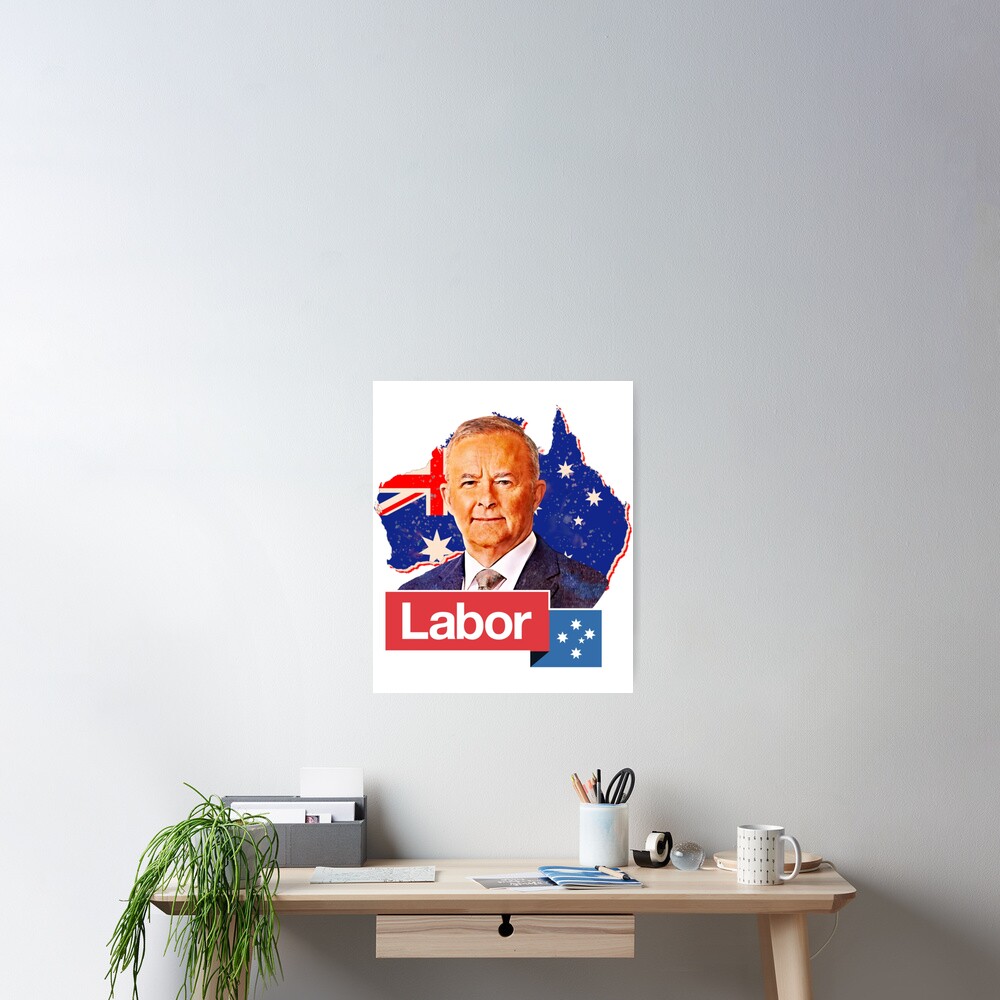 "Australian Labor Party Anthony Albanese Australian map retro " Poster ...