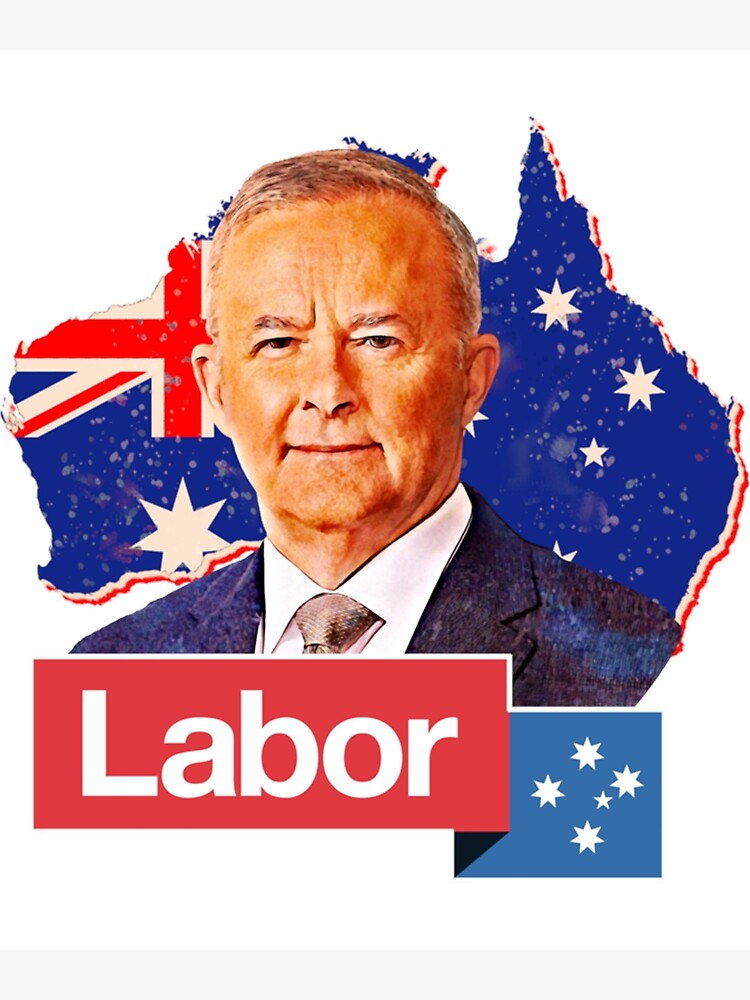 "Australian Labor Party Anthony Albanese Australian map retro " Poster ...