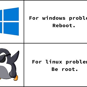 "Windows Reboot Linux Be Root - Funny Programmers Meme" Poster for Sale ...