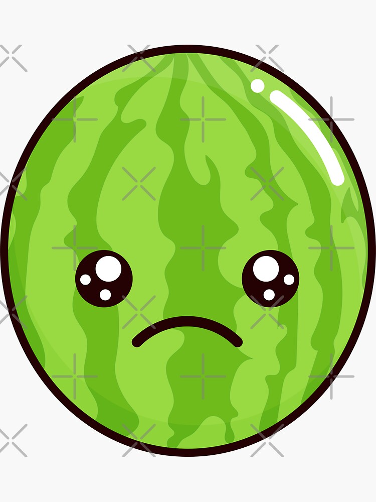 "Sad Watermelon , Cute Watermelon" Sticker for Sale by KawaiSticker ...