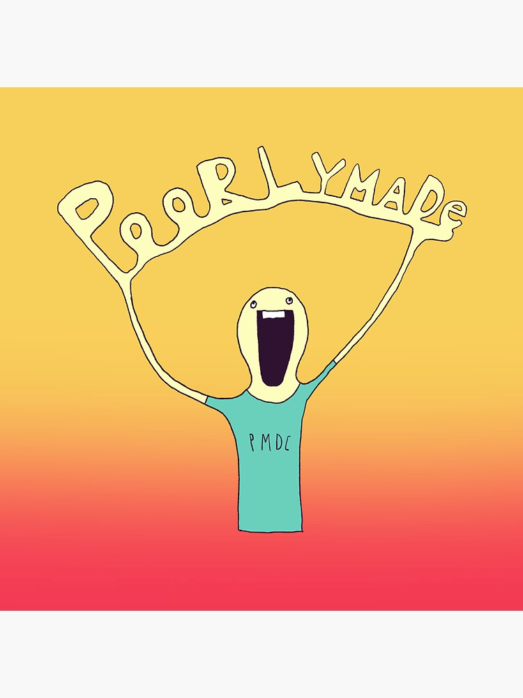 "poorly made logo 1" Sticker by PoorlyMadeDC | Redbubble