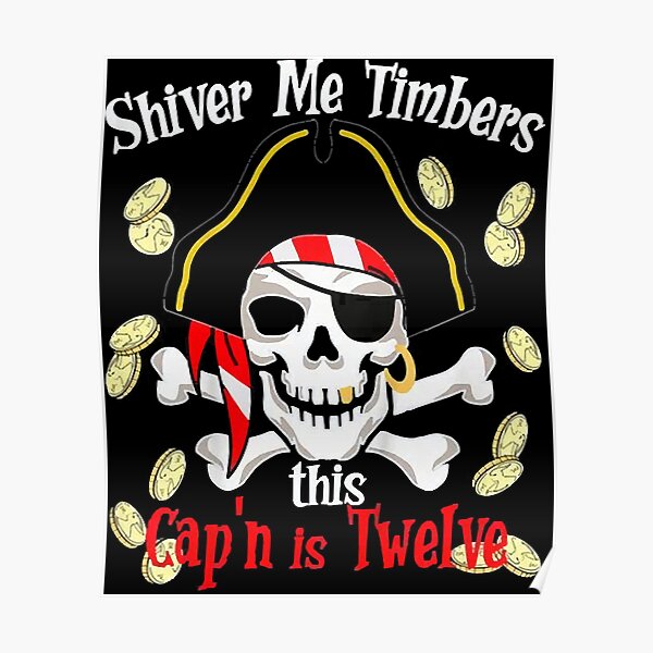"Shiver Me Timbers Pirate Birthday Captain Pirate Hat Gold Coins Pirate ...