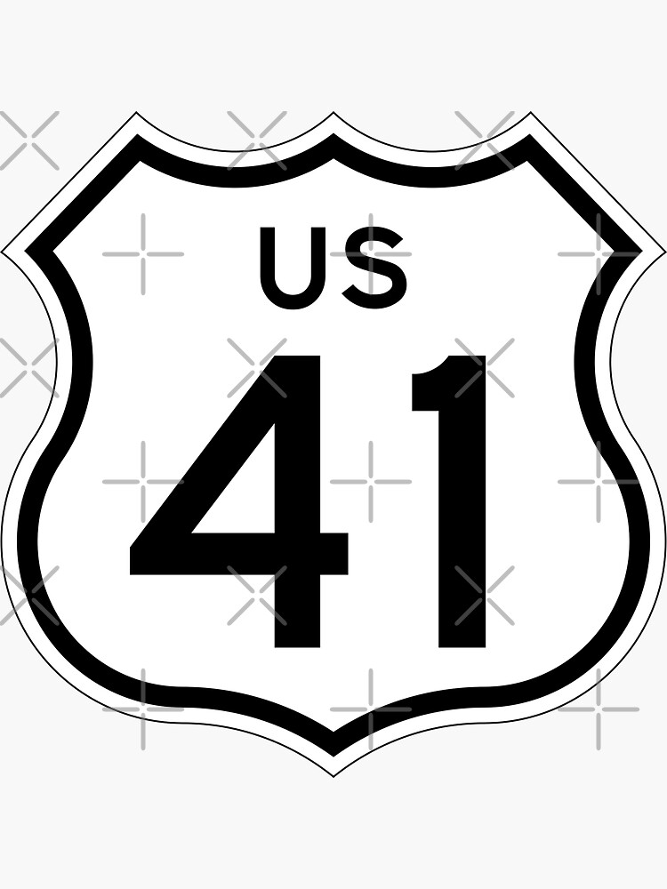 "U.S. Route 41." Sticker by BryanChien | Redbubble