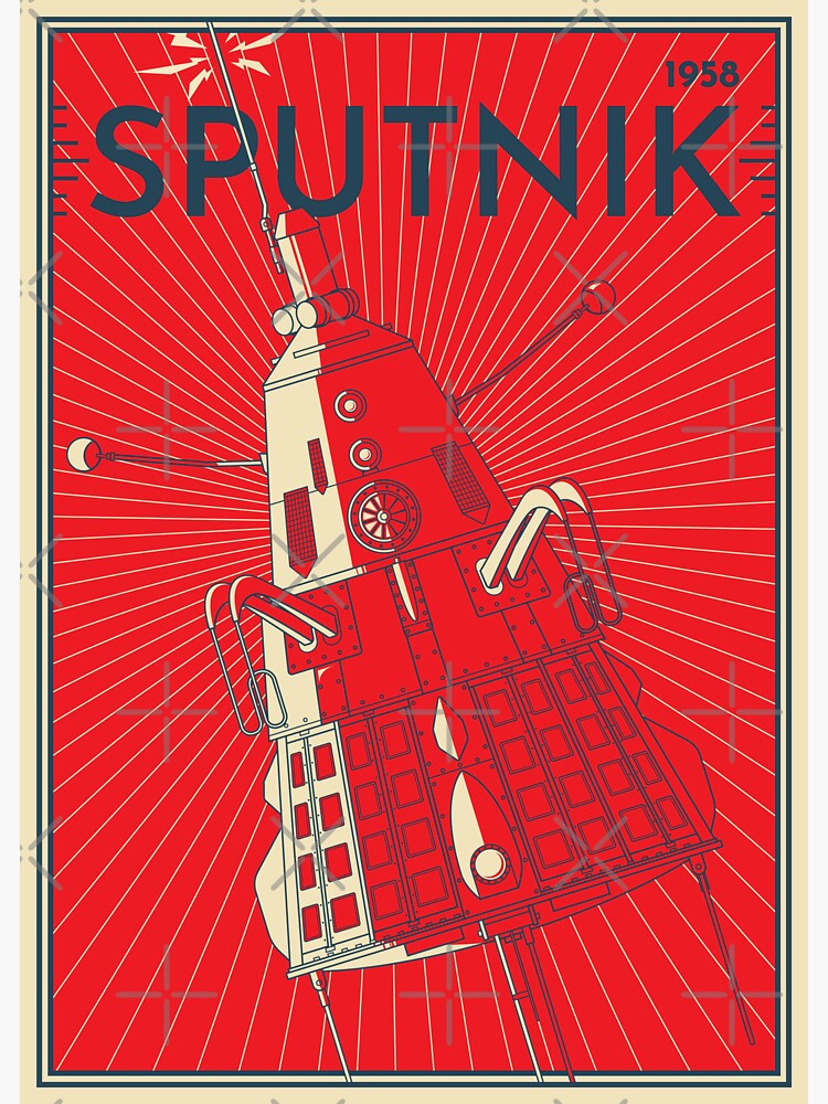 "Sputnik 1958. Comic retro poster" Sticker by BGALAXY | Redbubble
