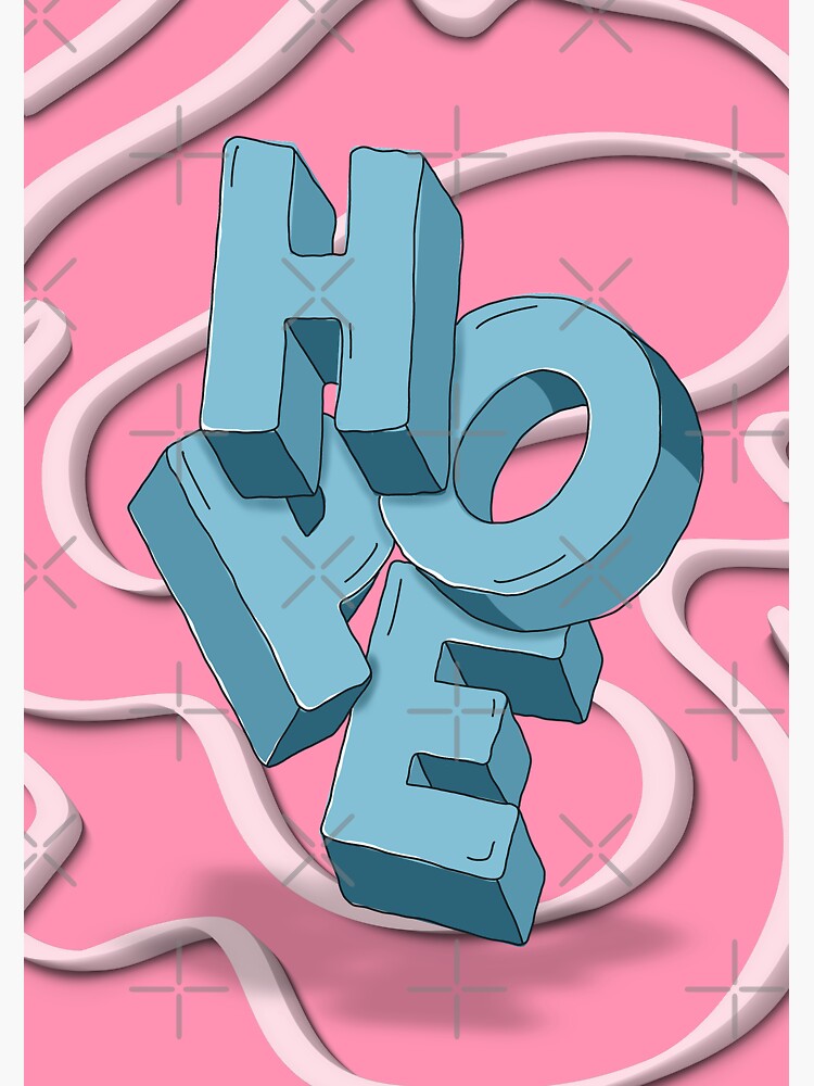Pegatina «Hope Letras 3D azul sobre rosa» de borderland | Redbubble