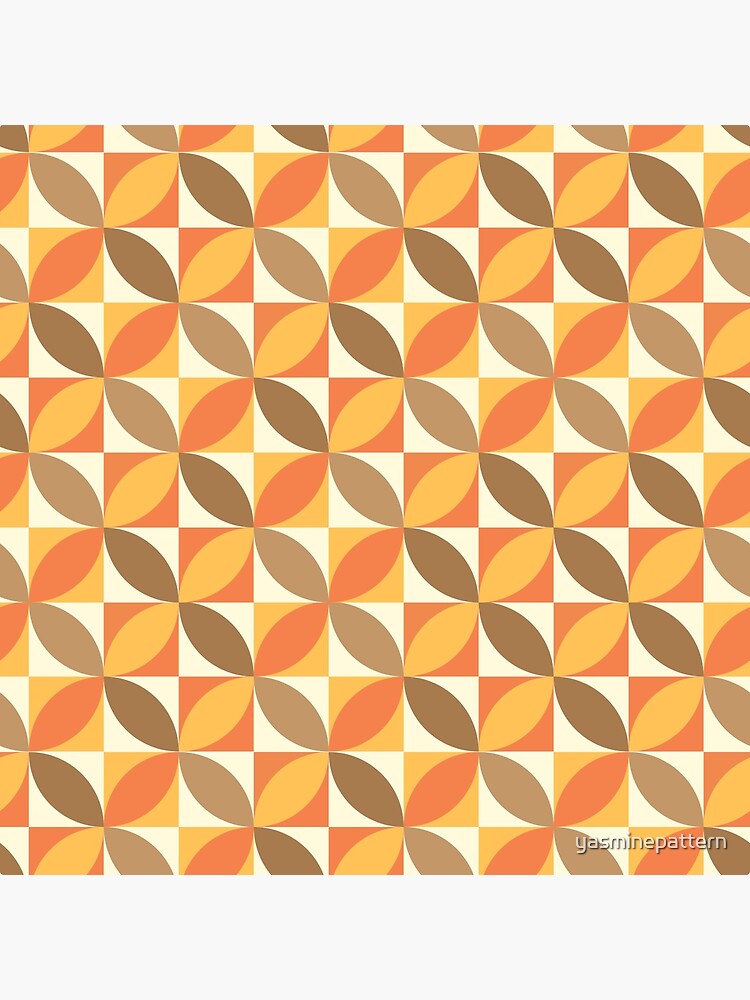Mid Century Modern Geometric Pattern In Orange Apricot And Brown