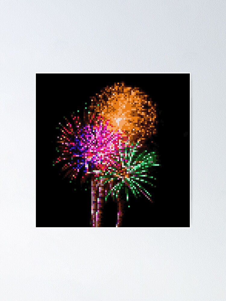 "Pixel Firework No.1" Poster for Sale by Aleksander37 | Redbubble