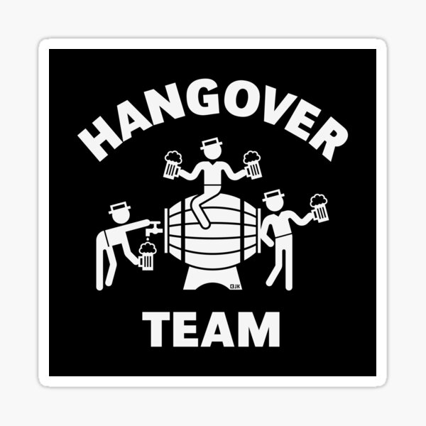 "Hangover Team (Drinking Alcohol / Beer Barrel / White)" Sticker by ...