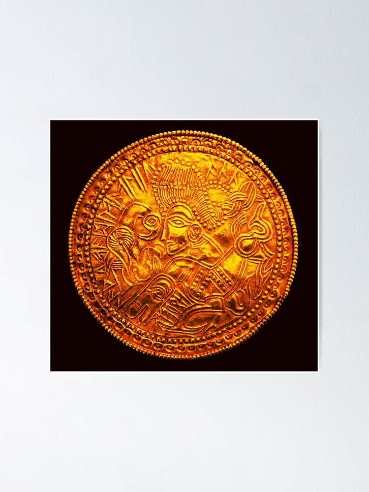 "VIKING GOLD COIN WITH KNIGHT ON HORSE AND MAGIC RUNES OF ODIN" Poster ...