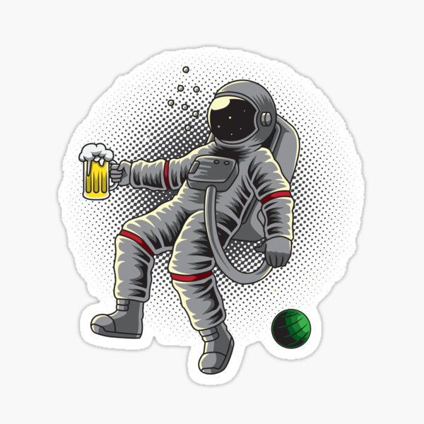 "Astronaut drinking in space" Sticker by allprintdesign | Redbubble