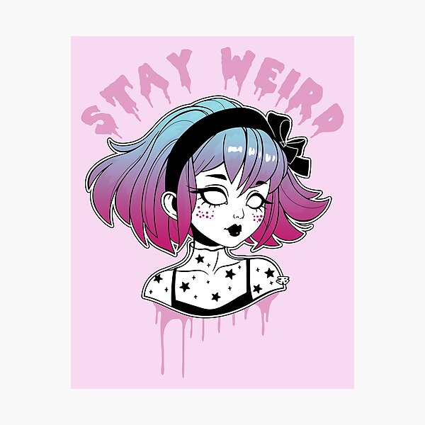 "Stay Weird Pastel Goth - Creepy Cute Girl / pink background ...