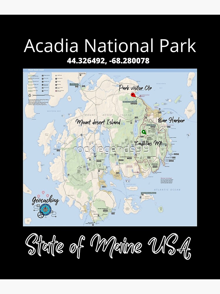 "Acadia National Park map" Poster for Sale by rocklegends99 | Redbubble