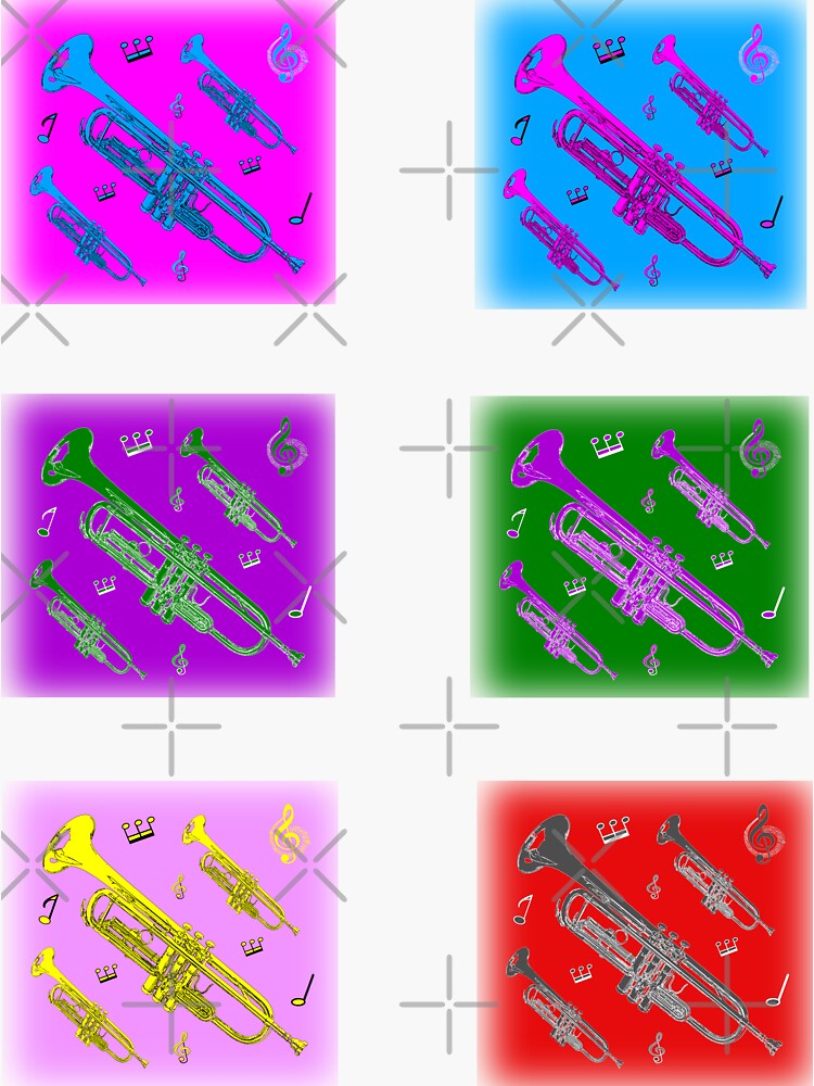"Multi-Color Trumpet Sticker Pack - Come Blow Your Horn" Sticker for ...
