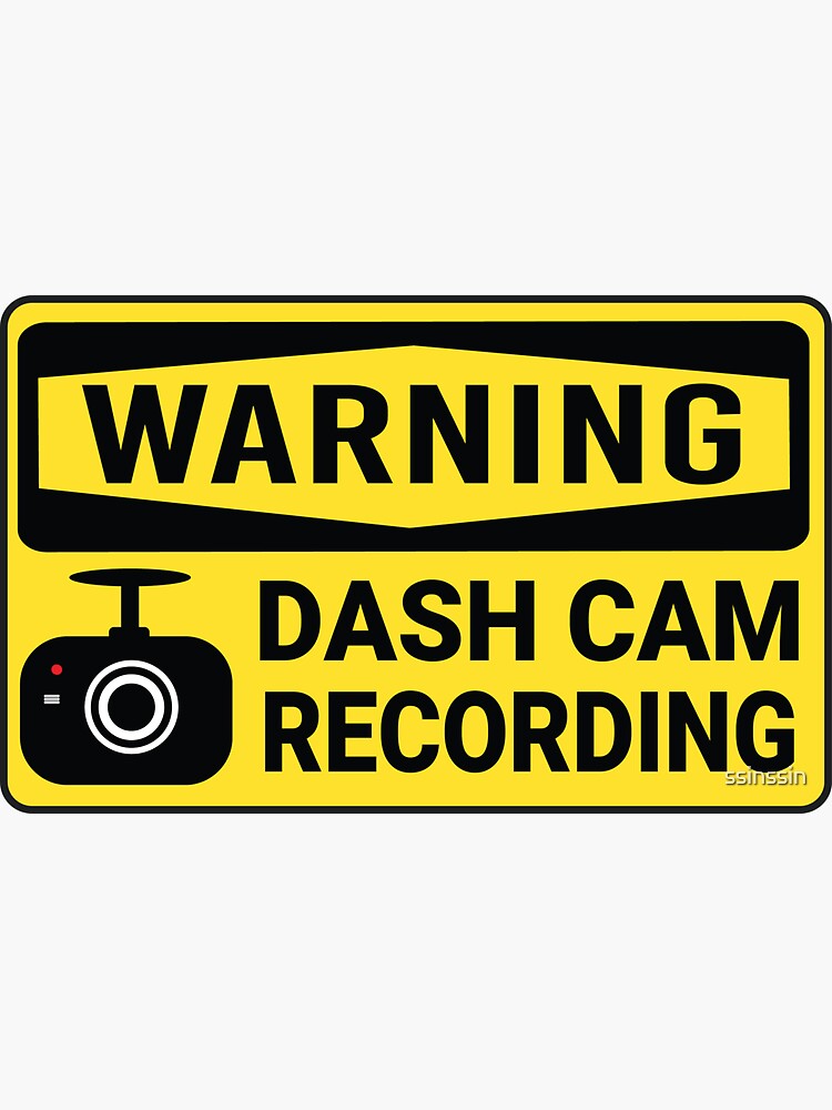 " WARNING Dash Cam Recording Window Signs Vehicle Camera Security ...