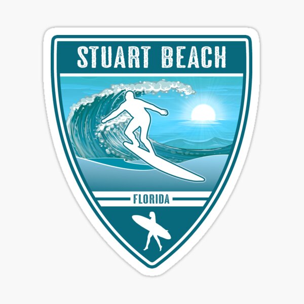 "Surf Stuart Beach Florida" Sticker by MilitaryCandA | Redbubble