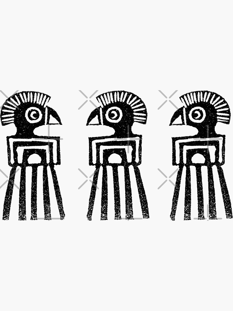 "Sacred Mayan bird tattoo - Mesoamerican tribal line art" Sticker by ...