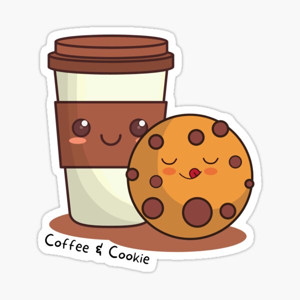 "Kawaii " Coffee & Cookie" Cute Aesthetic Graphic Design" Sticker by ...