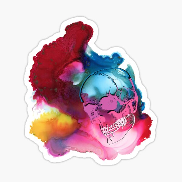 "Life Is Art Colorful Human Skull" Sticker for Sale by ArtistryTales ...