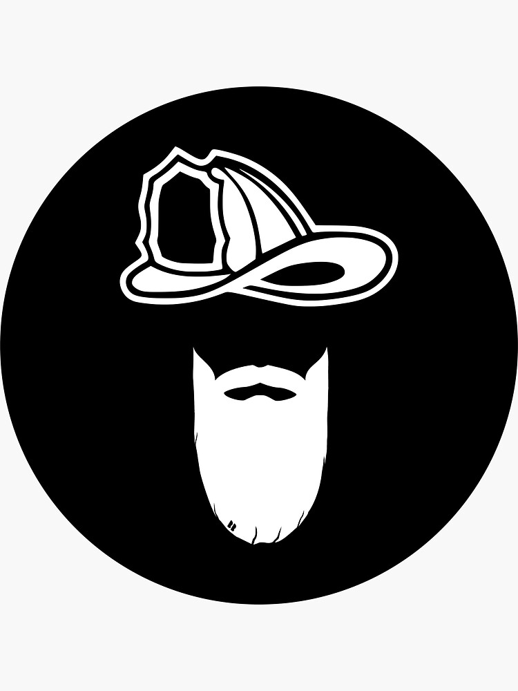 "Beard, firefighter, black" Sticker by BChinBeards | Redbubble