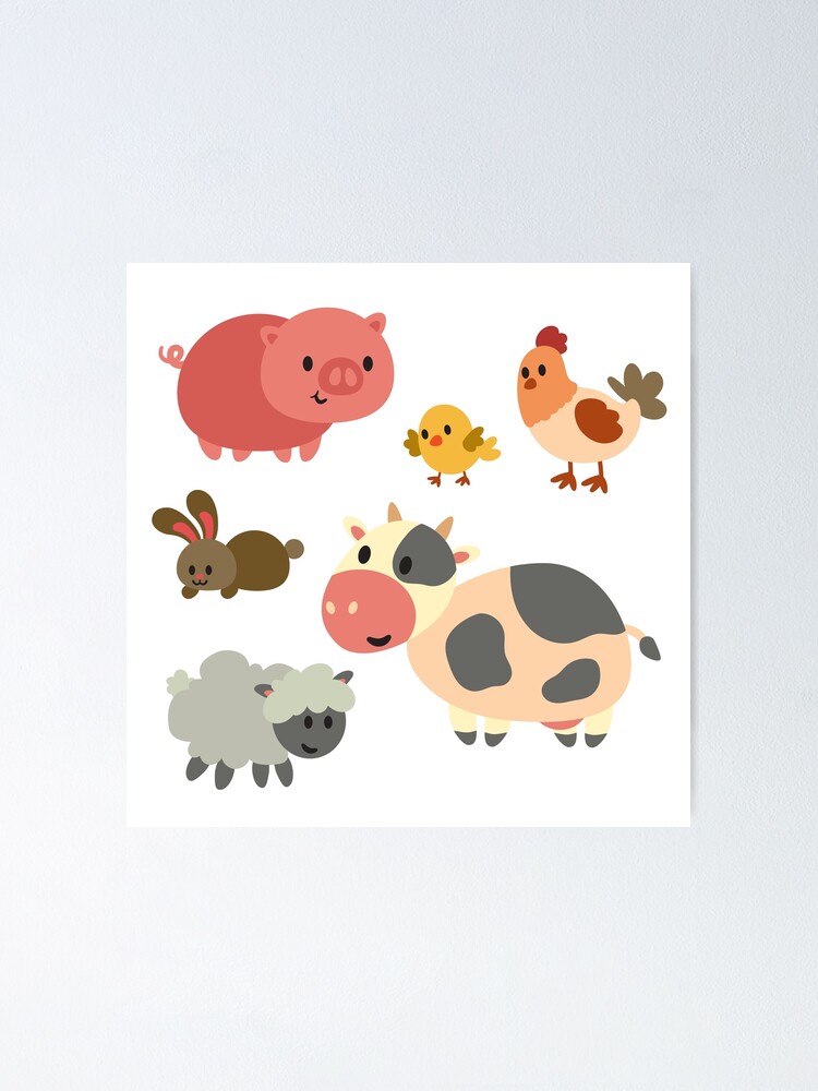 "Farm Animals | Pig |Chicken | Rabbit | Sheep | Cow " Poster for Sale ...