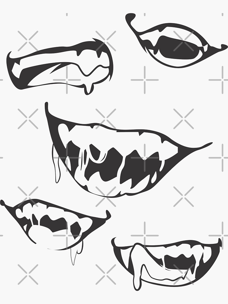 "Anime mouth fang" Sticker by delquePIKA | Redbubble