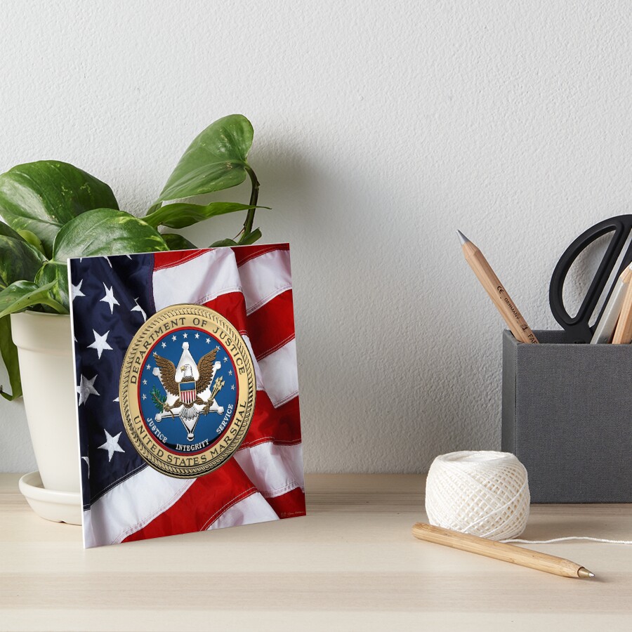 "U.S. Marshals Service - USMS Seal over American Flag" Art Board Print ...