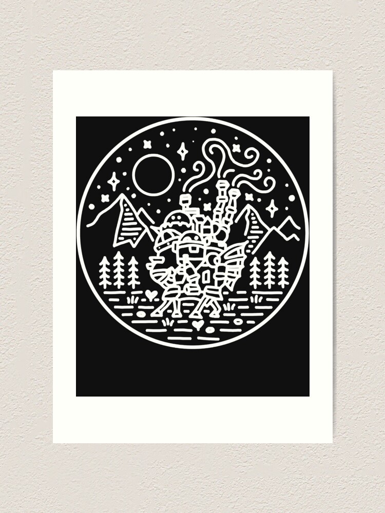"Howl's moving castle white outline" Art Print for Sale by ElissaWoog ...