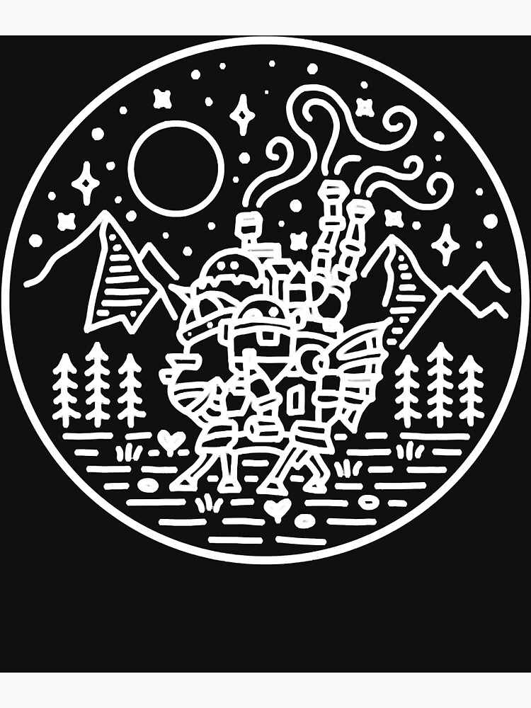 "Howl's moving castle white outline" Poster by ElissaWoog | Redbubble