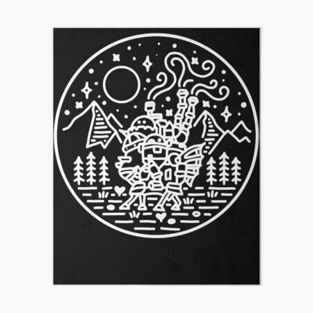 "Howl's moving castle white outline" Art Board Print by ElissaWoog ...