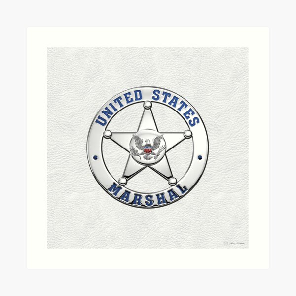 "U.S. Marshals Service - USMS Badge over White Leather" Art Print by ...