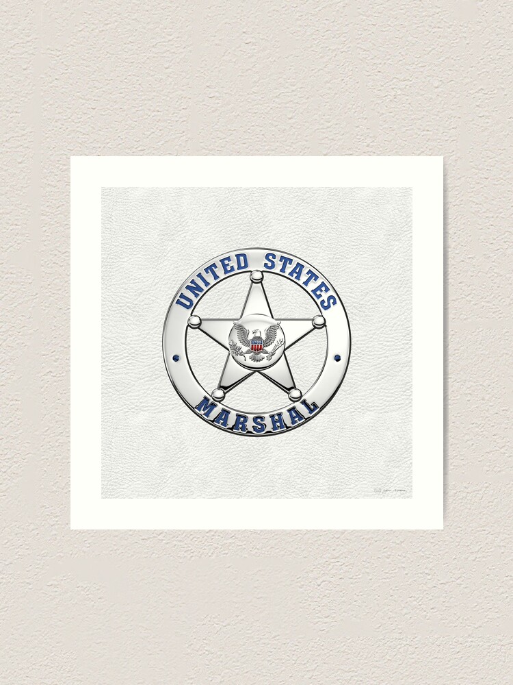 "U.S. Marshals Service - USMS Badge over White Leather" Art Print by ...
